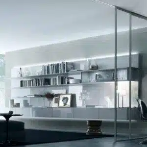 RIMADESIO WIND DESIGN BOEKENKAST IN GLAS EN ALUMINIUM